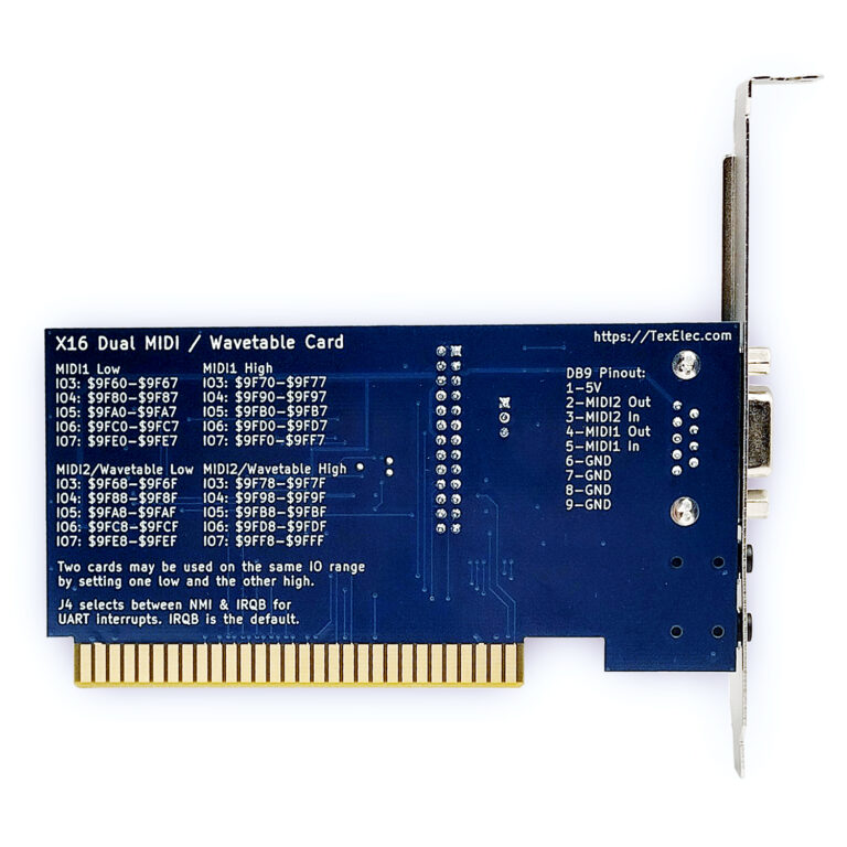 Commander X16 Dual MIDI / Wavetable Card - TexElec